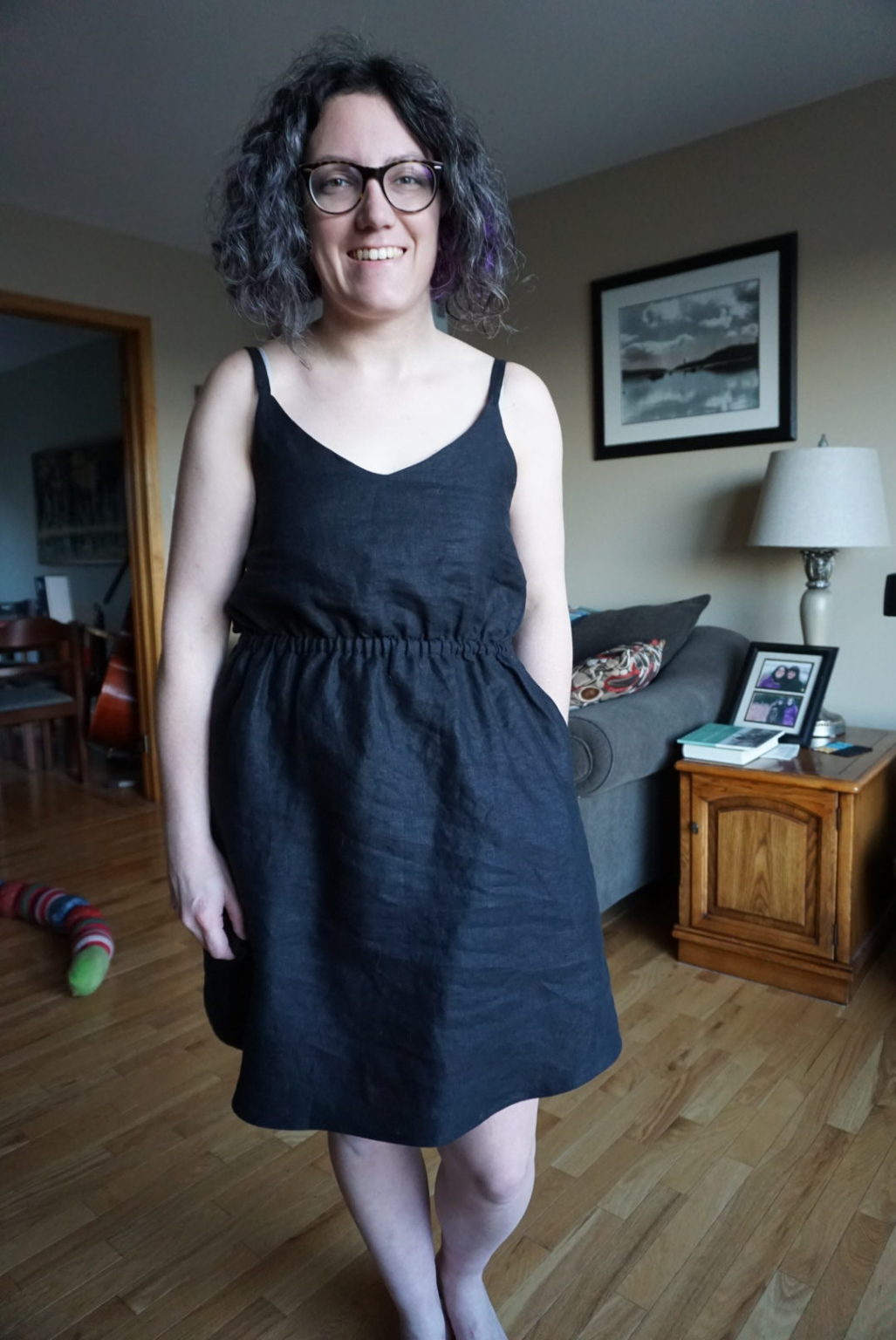 Black Linen Ogden Dress Hack - Megan Makes